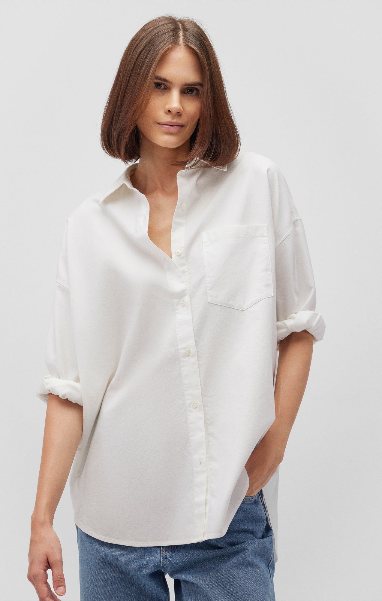 Mavi Women's One Pocket Button-Up Shirt In White – Mavi Canada