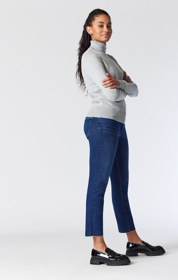 Mavi Women's Viola High-Rise Straight Leg Jeans In Dark Brushed Flex Blue